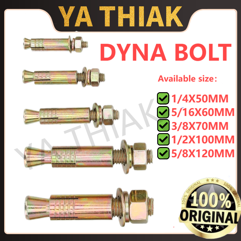 DYNA BOLT Expansion Anchor Bolt – 1/4" 5/16" 3/8" 1/2" 5/8" – Heavy ...