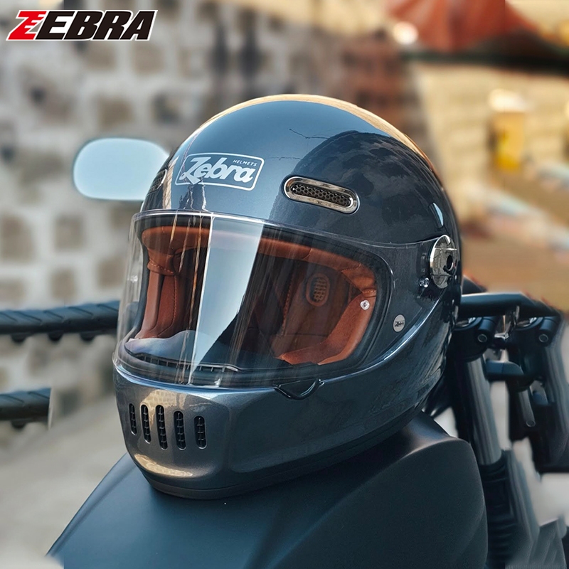 ZEBRA VERTUOSO Classic Retro Helmet For Motorcycle Full Face Vintage ...