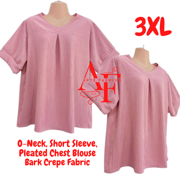 iNAR-te Plus Size (3XL), Bark Crepe Fabric, Short Sleeve Round-Neck ...