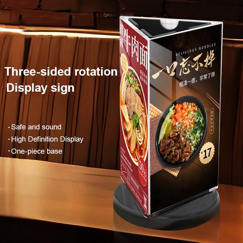 Yo-Fun Menu Stand 360 Degree Rotating 3 Side Acrylic Menu Paper Price ...