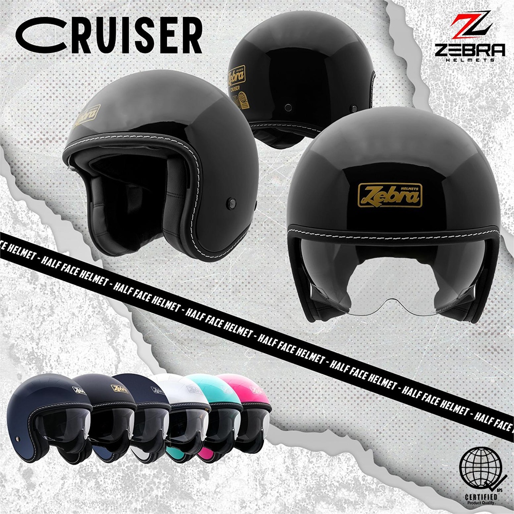 ZEBRA 807 CRUISER classic helmet for motorcycle retro Half Face vintage ...