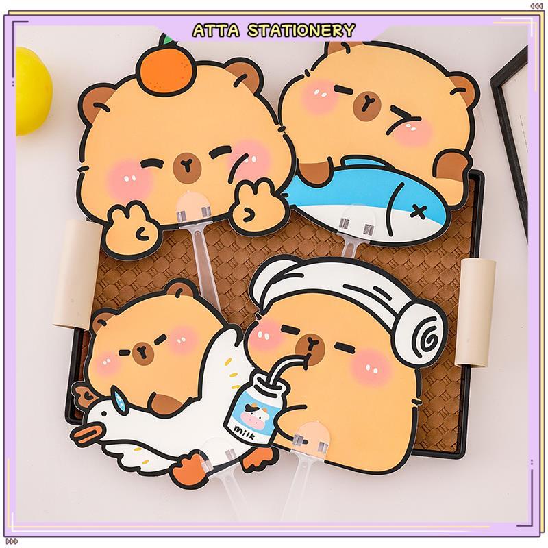 Cartoon Cute Capybara Shaped Handle Fan Double-Sided Plastic Portable ...