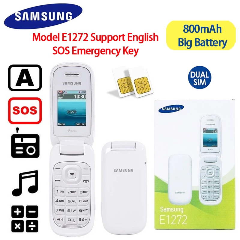 Original SAM E1272 Flip Phone Keypad Phone GSM 2G Keypad Cellphone ...