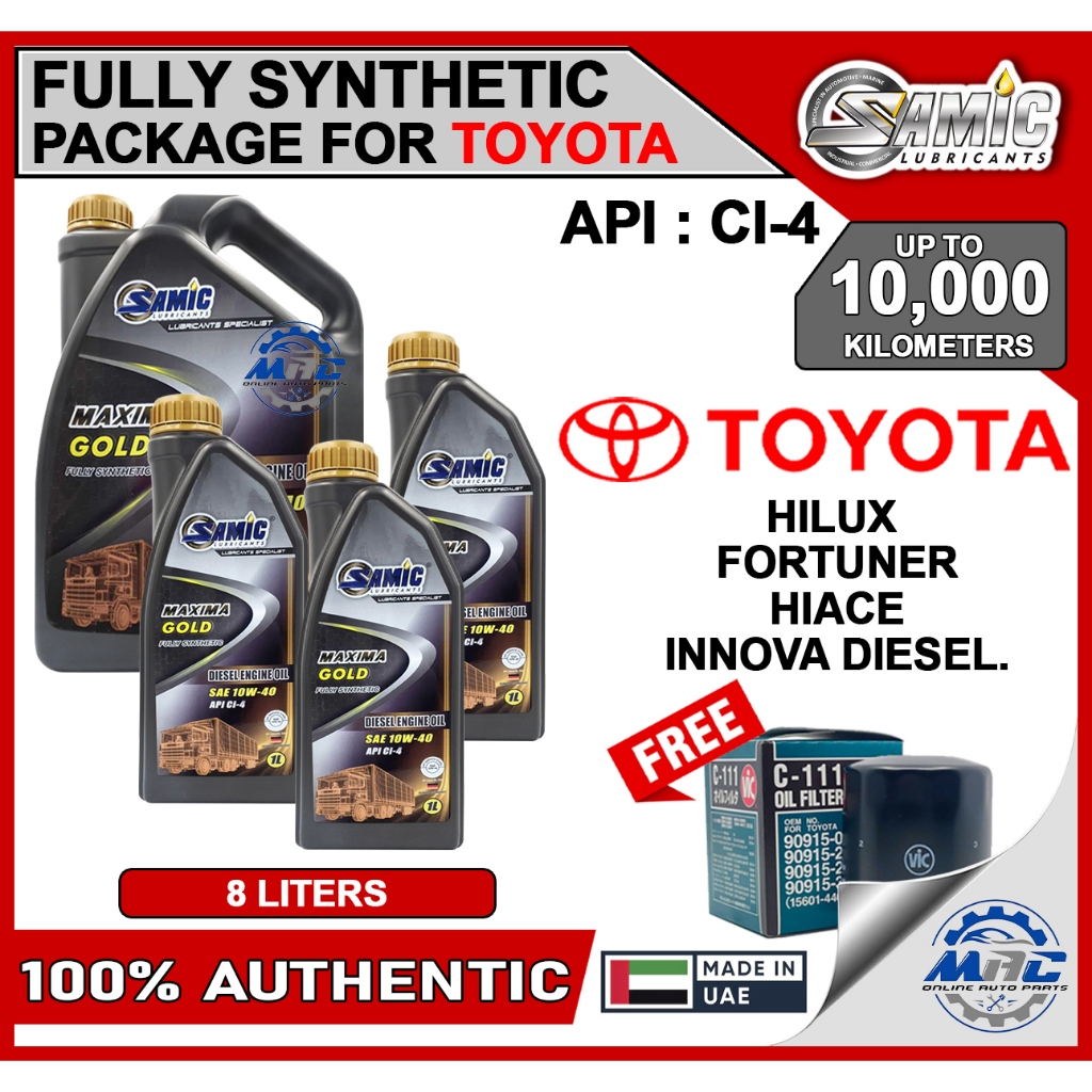 SAMIC MAXIMA GOLD 10W40 8 liters TOYOTA Hilux , Fortuner , Hiace ...