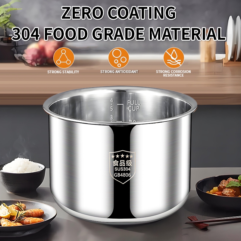 304 stainless steel inner pot thickened pressure cooker inner pot 4/5 ...