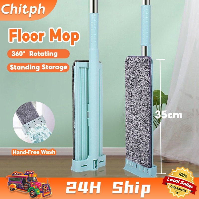 CHIT 360° Rotating Floor Mop Hand-Free Wash Flat Mop Microfiber Squeeze ...