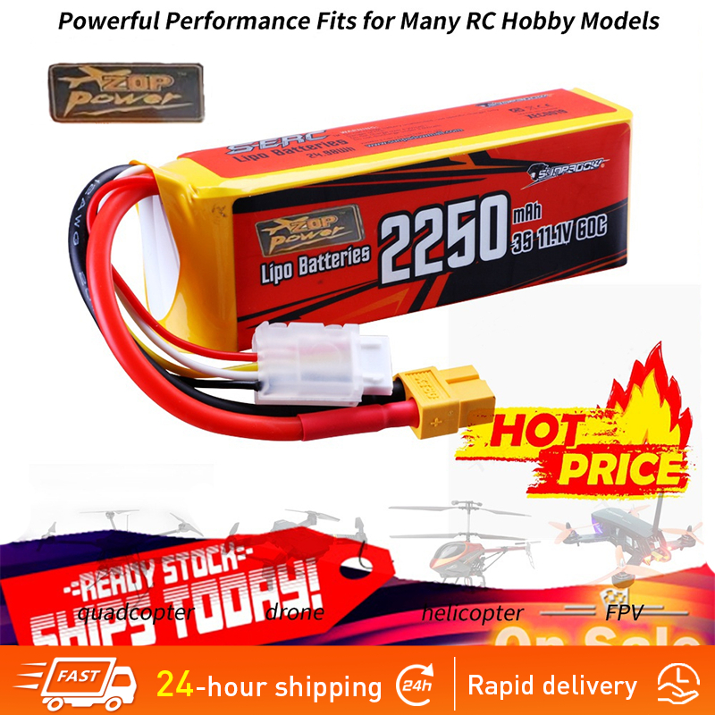 Lipo Battery 3S 11.1V 2250 mAh 60C RC Battery Car Truck Li-Po Lithium Polymer with XT60 | Shopee ...
