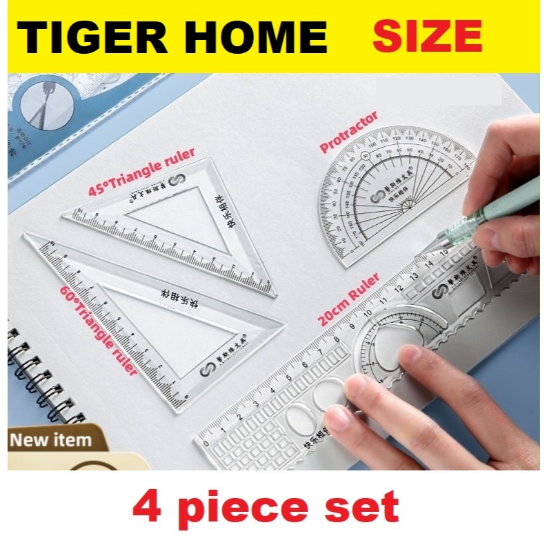 4-piece Ruler set student drawing set ruler simple transparent four ...