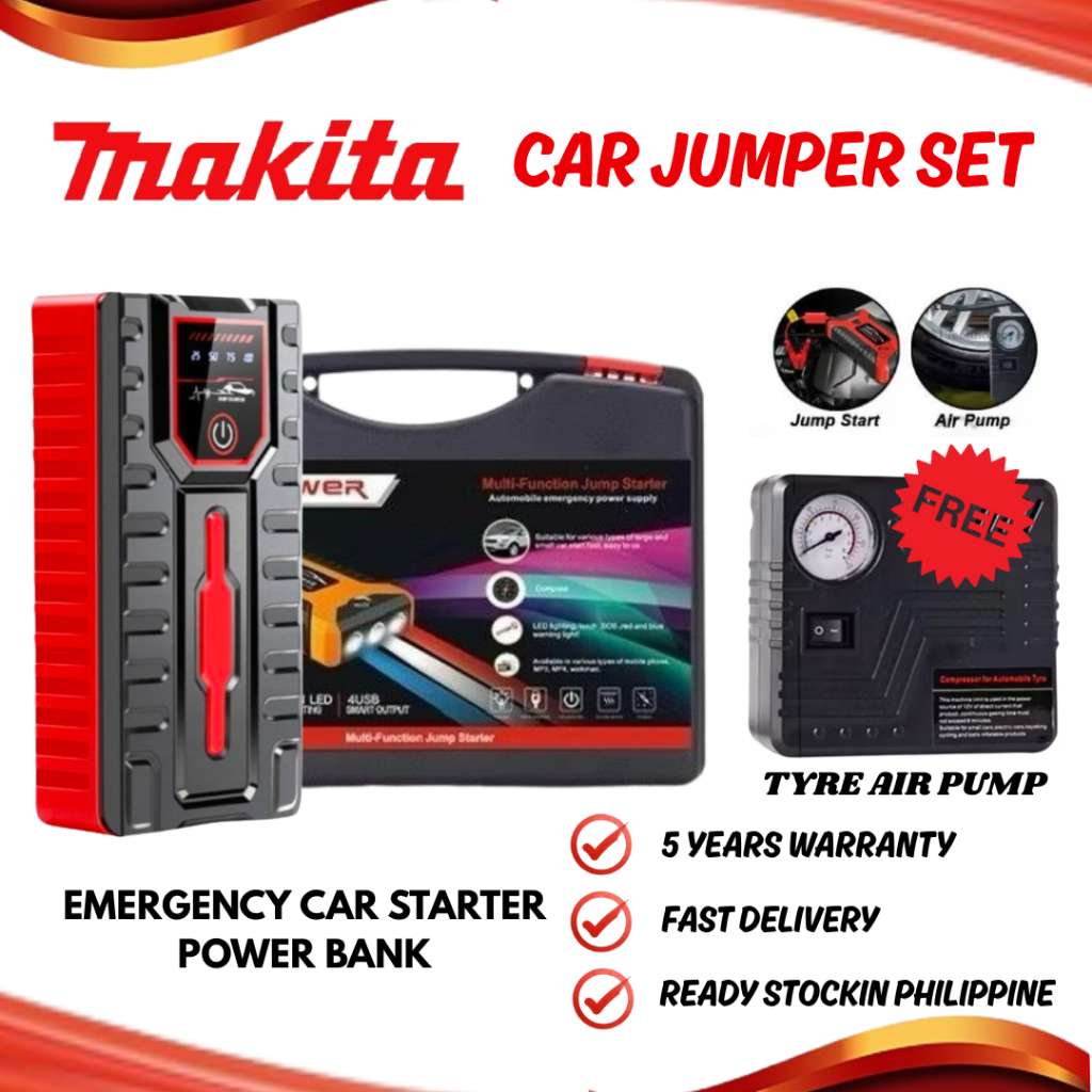 Makita Car Jump Starter Powerbank With Air Compressor Tire Pump ...