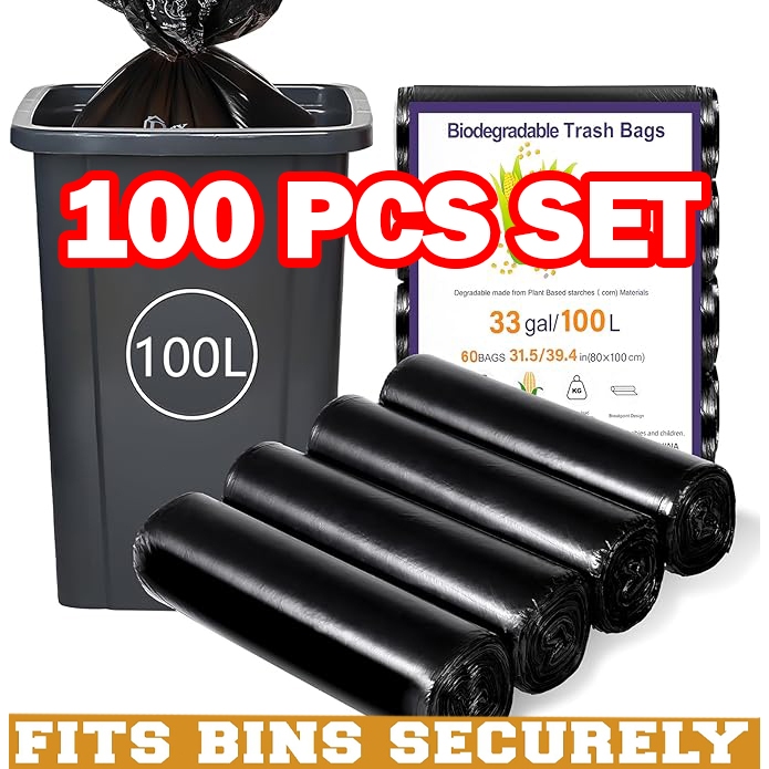 100PCS Thickend Garbage Bag Black Trash Bag Non Toxic Plastic Garbage ...