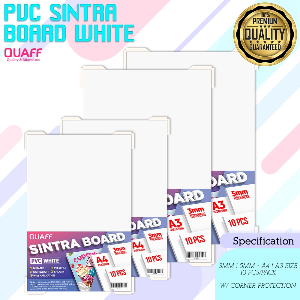10sheets PVC Sintra Board White With Corner Protection A4 & A3 SIze ...