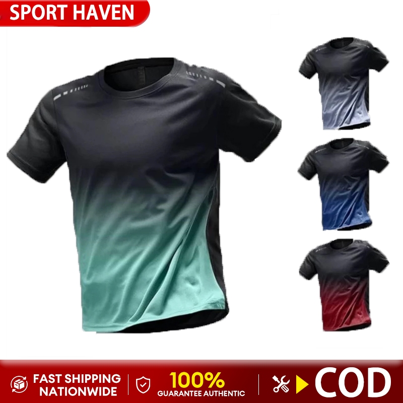 Men's Sports Compression Shirt Elastic Breathable Short Sleeve Dri Fit ...