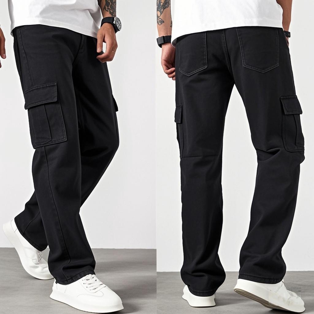 Jeans for men cargo pants for men baggy straight casual denim kargo ...