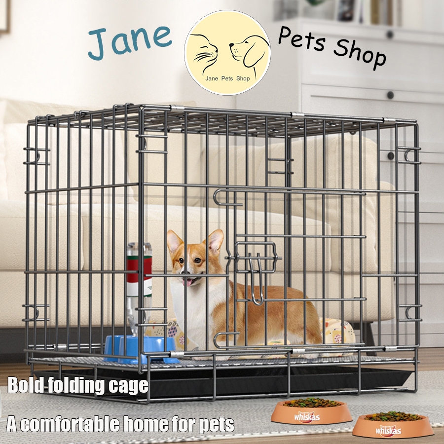Dog Cage with Poop Tray Heavy Duty Pet Collapsible Cage Foldable Pet ...