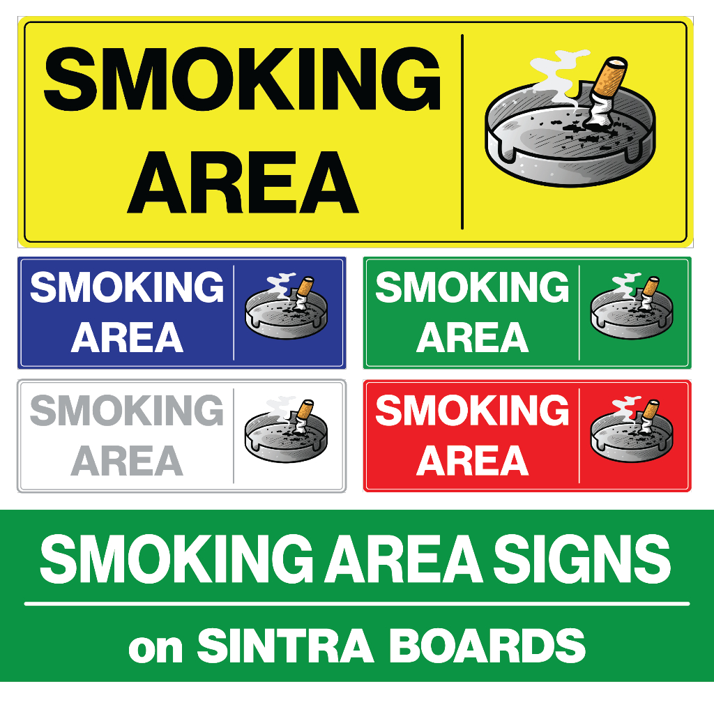 Smoking Area Signs on Sintra Boards Safety Signage For Household and ...