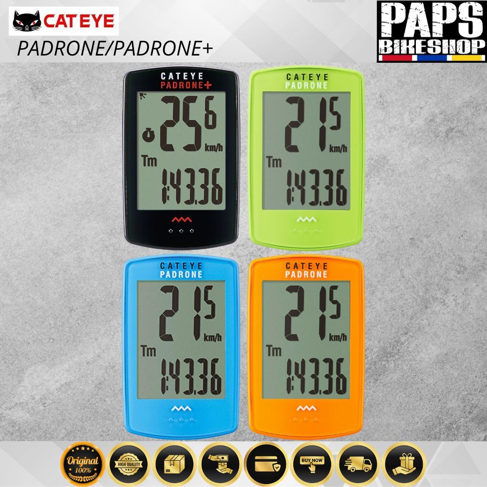 CATEYE PADRONE/PADRONE+ WIRELESS BICYCLE COMPUTER SPEEDOMETER | Shopee ...