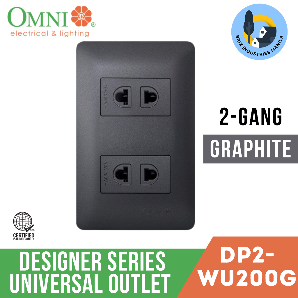 Omni Graphite Designer Series 2 Gang Universal Outlet Set DP2-WU200G ...