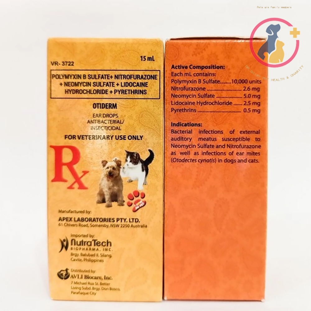 Otiderm Ear Drops For Cats & Dogs 15ml Ear drops [ Antibacterial ...
