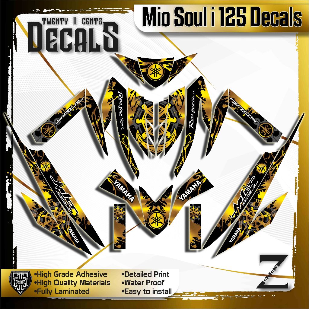 Yamaha Mio Soul i 125 Decals High-Quality Stickers (gold anchor ...