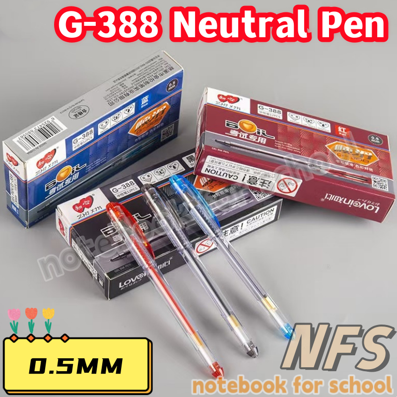 NFS G-388 Neutral Pen 0.5mm Black/Blue/Red Refill Writing Gel Pen ...
