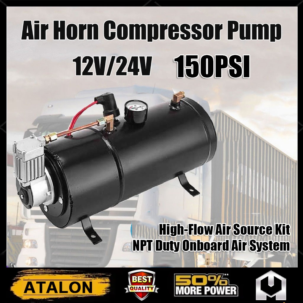 Universal Durable 12V /24V 150PSI Car Air Horn Compressor Tank Pump For ...