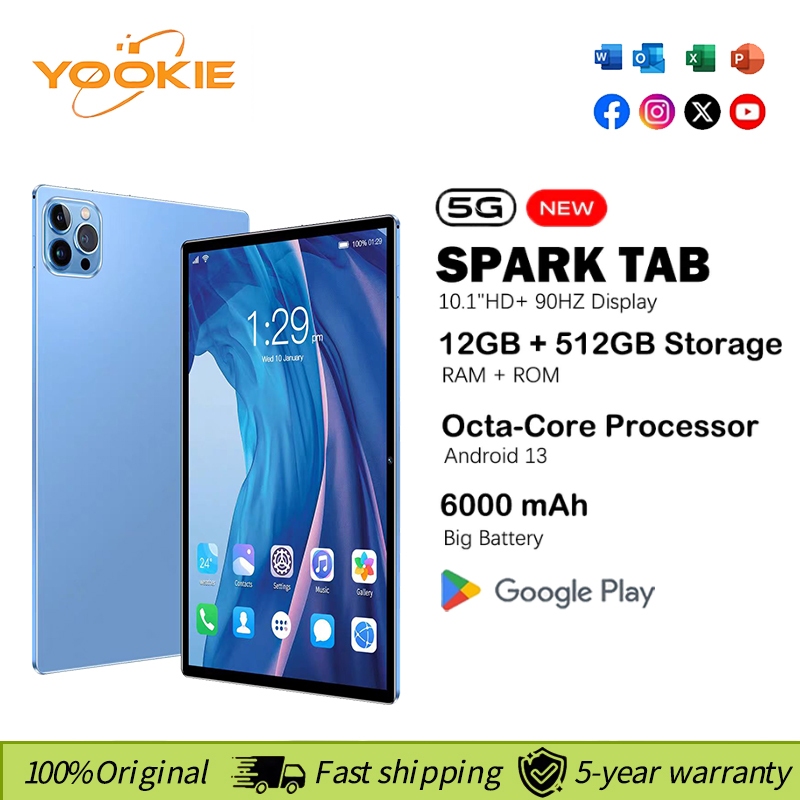 Yookie Spark Tab 5G Android Tablet 10-inch Android 13 12GB+512GB 6000mAh Dual Camera Dual SIM ...