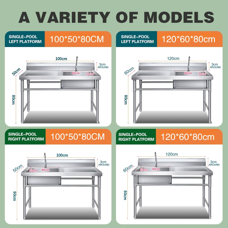 304 stainless steel workbench with sink with bracket home hotel left ...