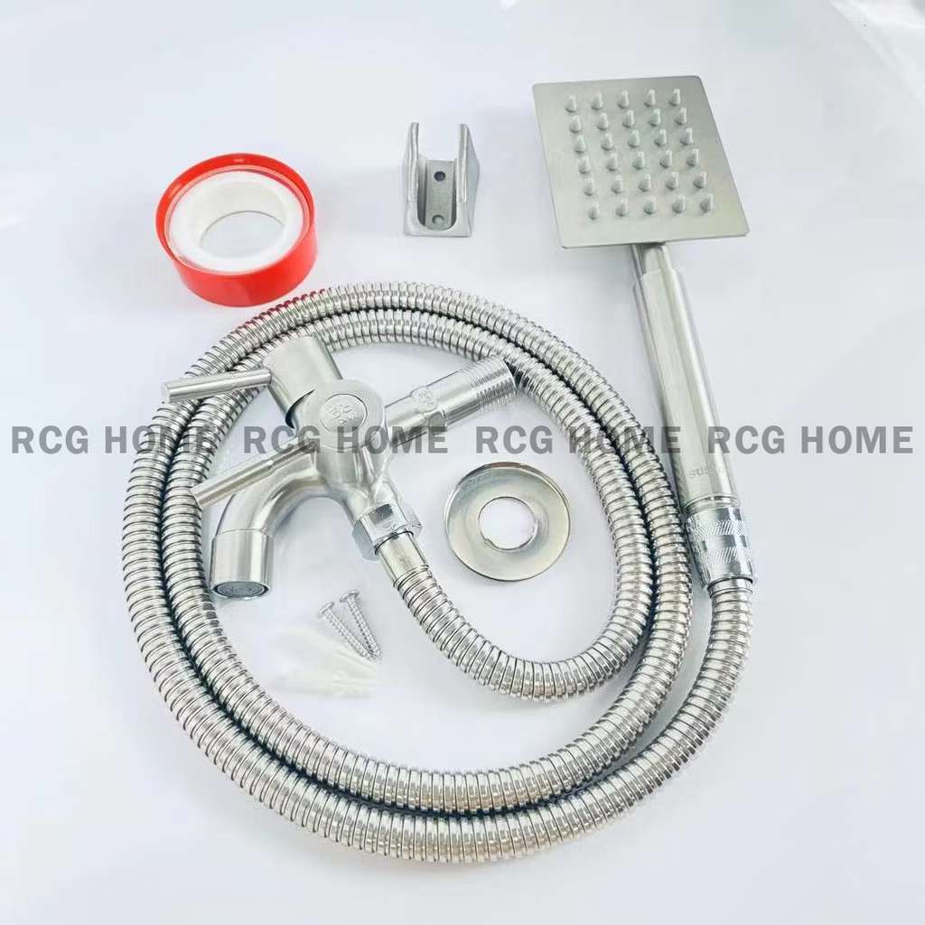 Stainless Steel SUS304 Pressurized Shower Set With Faucet Hose Holder ...