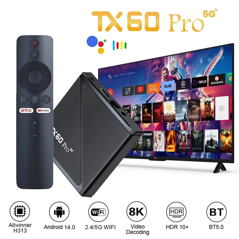 Smartifact TX60 Pro 16+256GB Android 14 Smart TV Box 8K BT5.0 Voice Remote 5G Dual WiFi LED HD ...