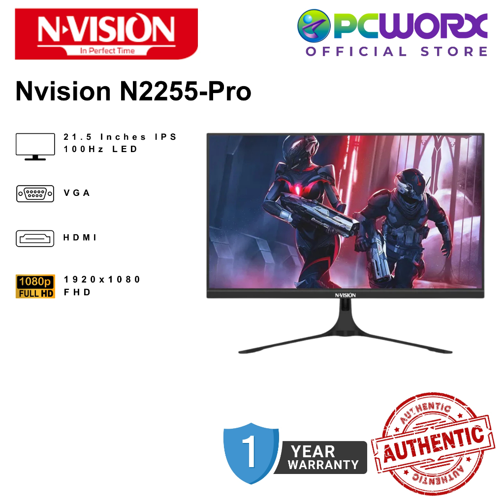 Nvision N2255-Pro 21.5 IPS Monitor Black | Shopee Philippines