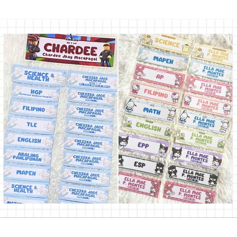 NAME AND SUBJECT STICKERS FOR TEENS SOLD PER PACK | Shopee Philippines
