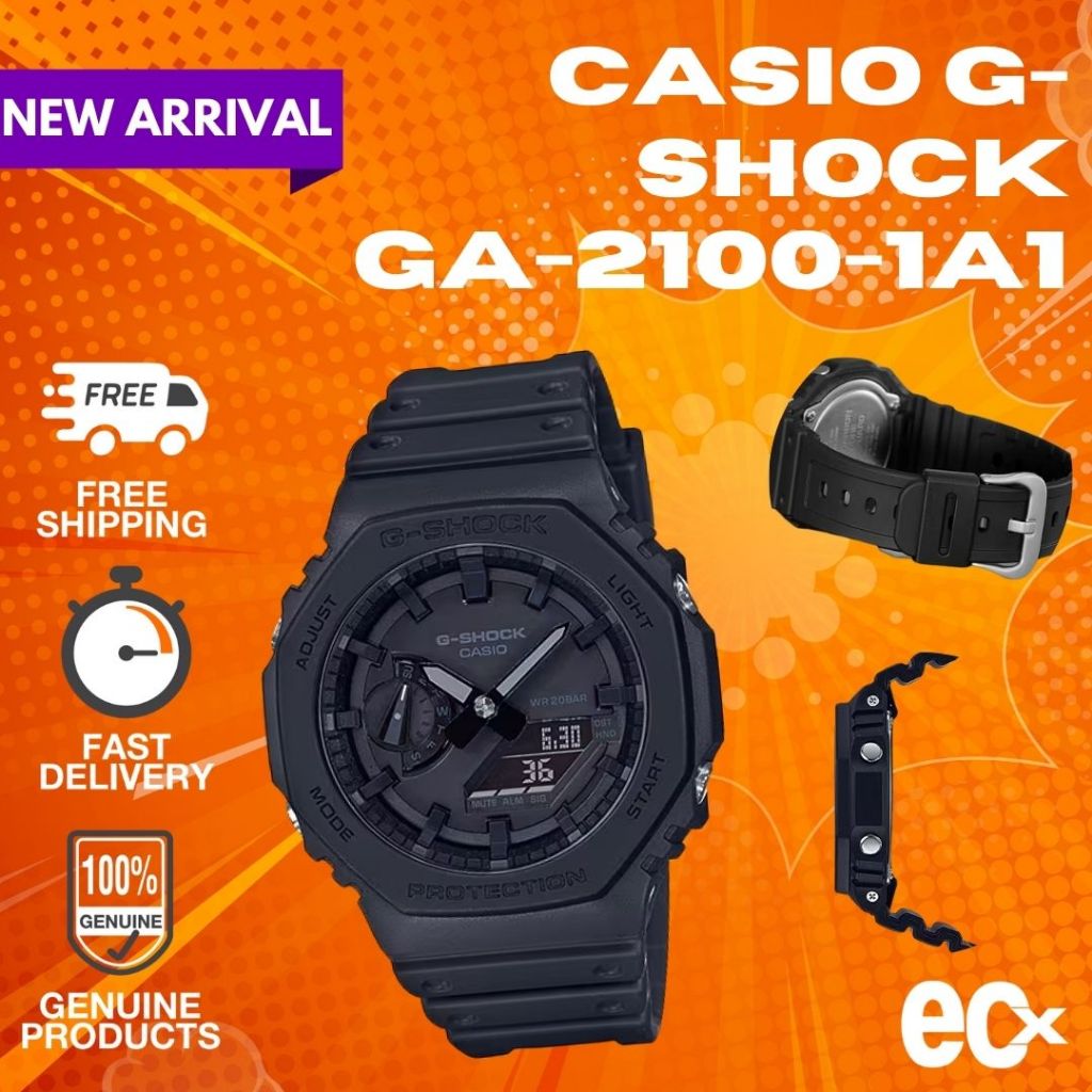 Casio G-Shock GA-2100-1A1 “CasiOak” Analog-Digital Men's Watch – All Black | Resin Band | GA ...