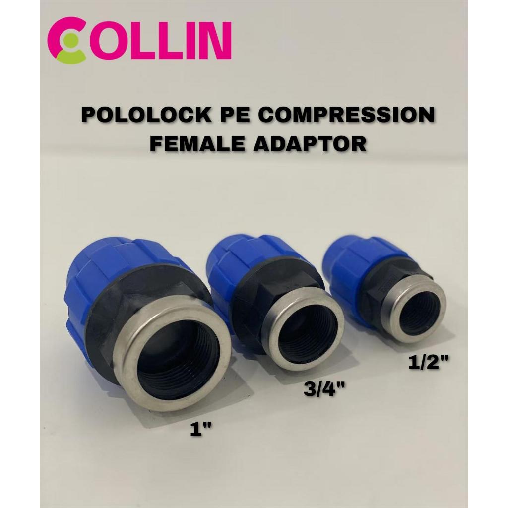 POLOLOCK PE COMPRESSION FEMALE ADAPTOR 1/2" 3/4" 1" BLUE PVC WATER PIPE ...