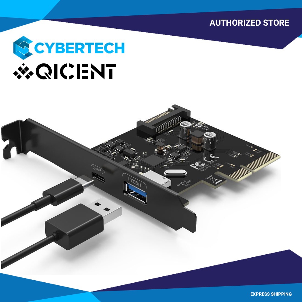 Qicent Pu31-1p1c-Bk Pci-E To Usb 3 1 And Type-C 2 Port Pci Express Card ...
