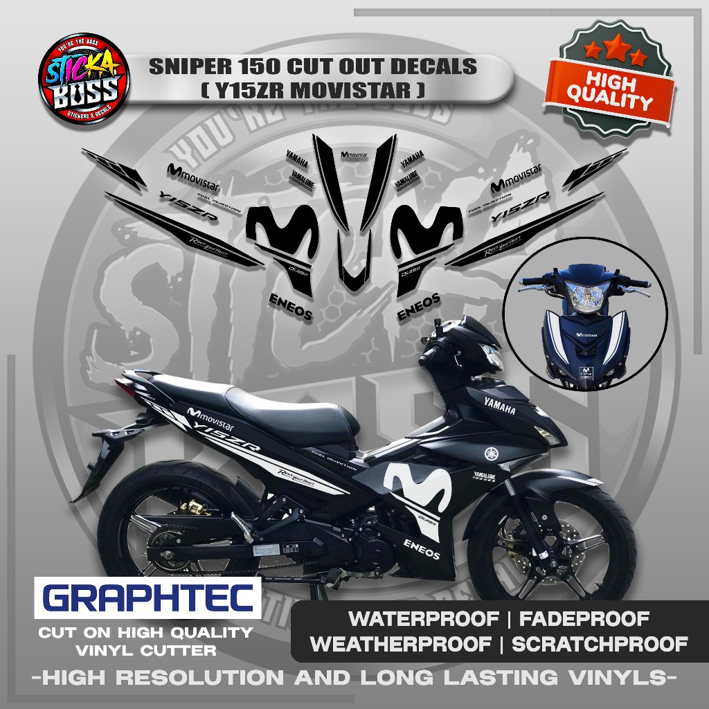 SNIPER 150 CUT OUT DECALS ( Y15ZR MOVISTAR ) | VINYL WATERPROOF CUT-OUT ...