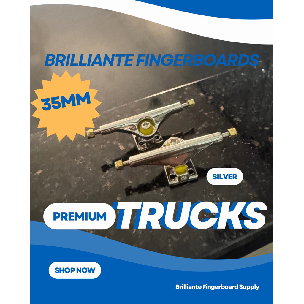 BRILLIANTE FINGERBOARD PREMIUM CARAMEL TRUCKS 35MM + FREE FOAM TAPE ...
