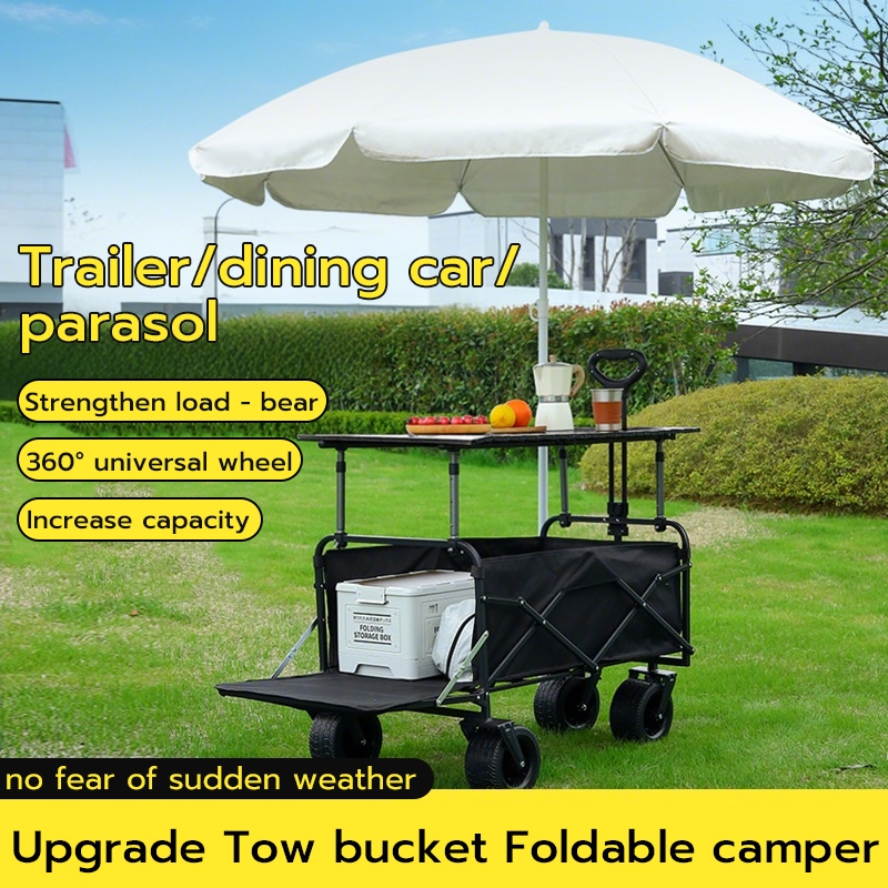 Camping Trolley Cart Wagon Trolley With Storage Basket Folding Wagon ...