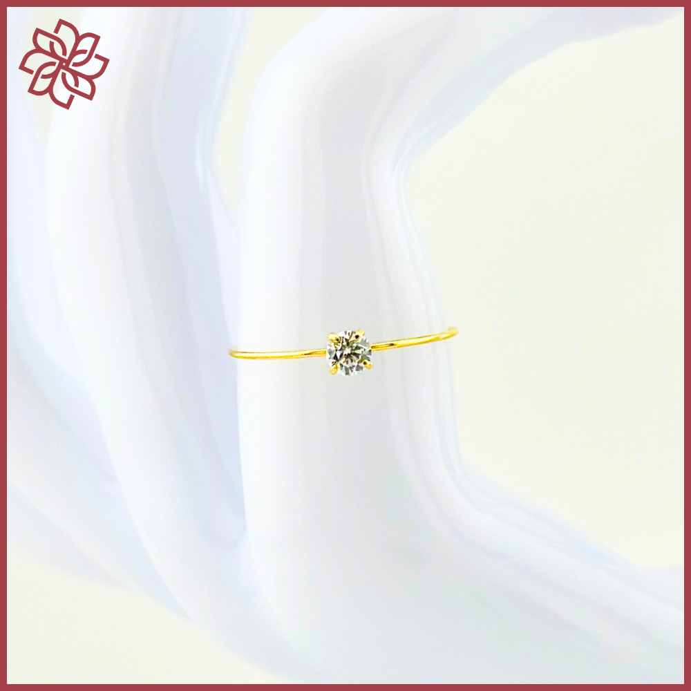 COD PAWNABLE 18K SAUDI GOLD 3.5mm Russian Diamond Skinny Ring | Shopee ...