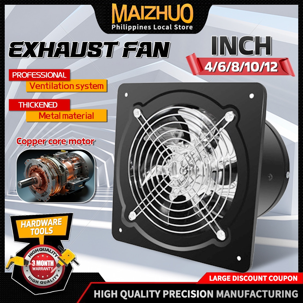 Exhaust Fan 4/6/8/10/12 inch Home Oil Fume Exhaust Fan Room Ventilation ...