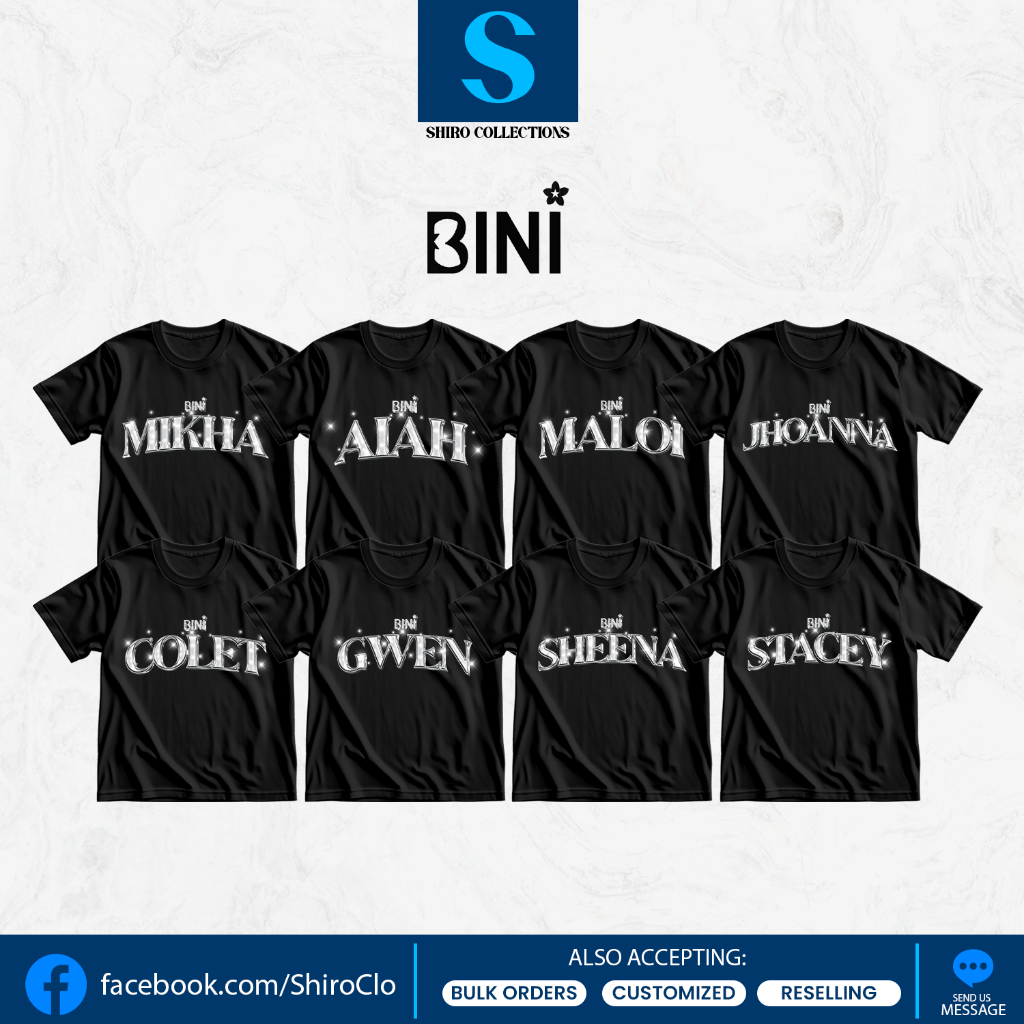 BINI design t-shirt Blooms Merch Bini Members Cotton Roundneck Zero ...