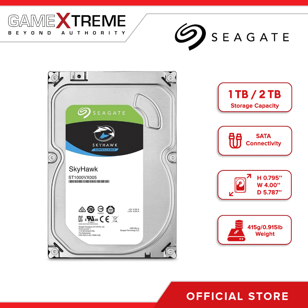 Seagate SkyHawk Surveillance 3.5" SATA 6 Gb/s Internal Hard Drive 1TB ...