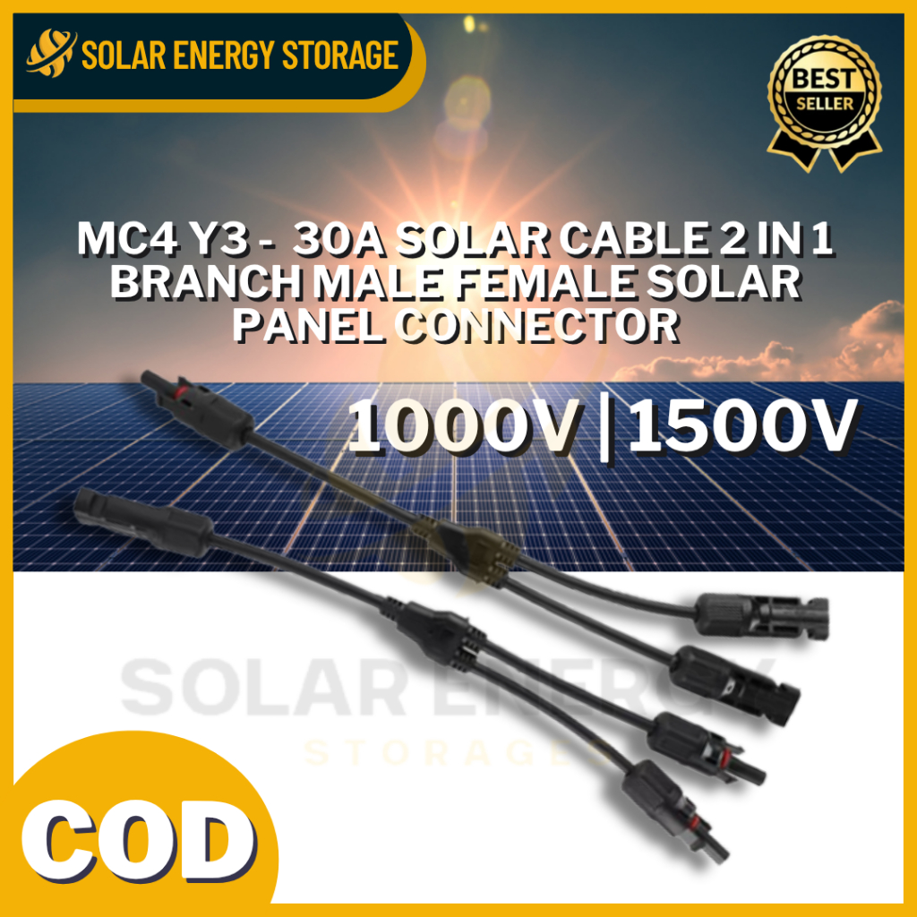 MC4 Y3 - 1000v/1500v - 30A Solar Cable 2 in 1 Branch Male Female Solar Panel Connector | Shopee ...