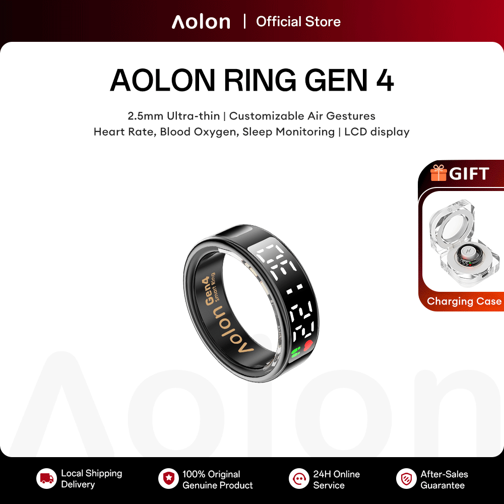 【NEW】Aolon Gen4 Smart Ring LCD Screen Display Gesture Control IP68 ...
