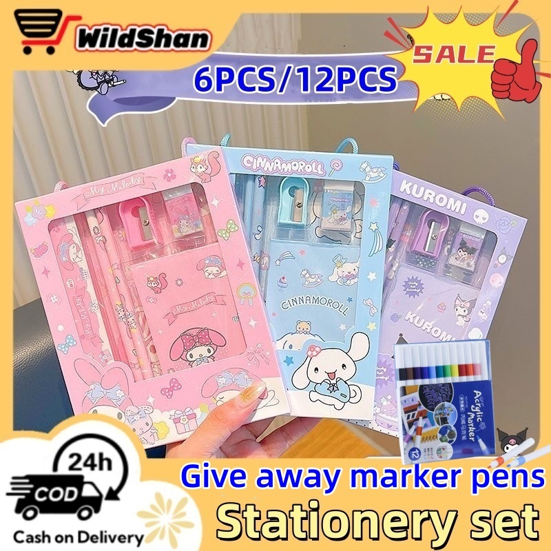 Give away marker pens Sanrio stationery gift box set 6PCS/12PCS set ...