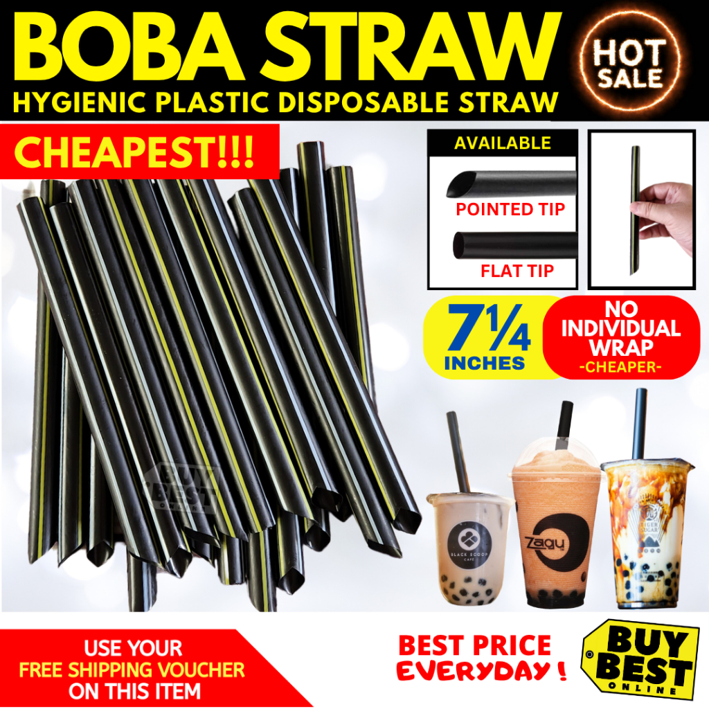 [MegaDiscount] Boba Straw Sago Straw Black for Coffee / Milk Tea ...