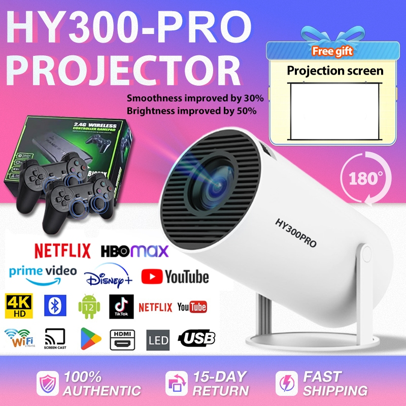 HY300-PRO Projector 4K FHD1080P mini projector portable Projector For ...