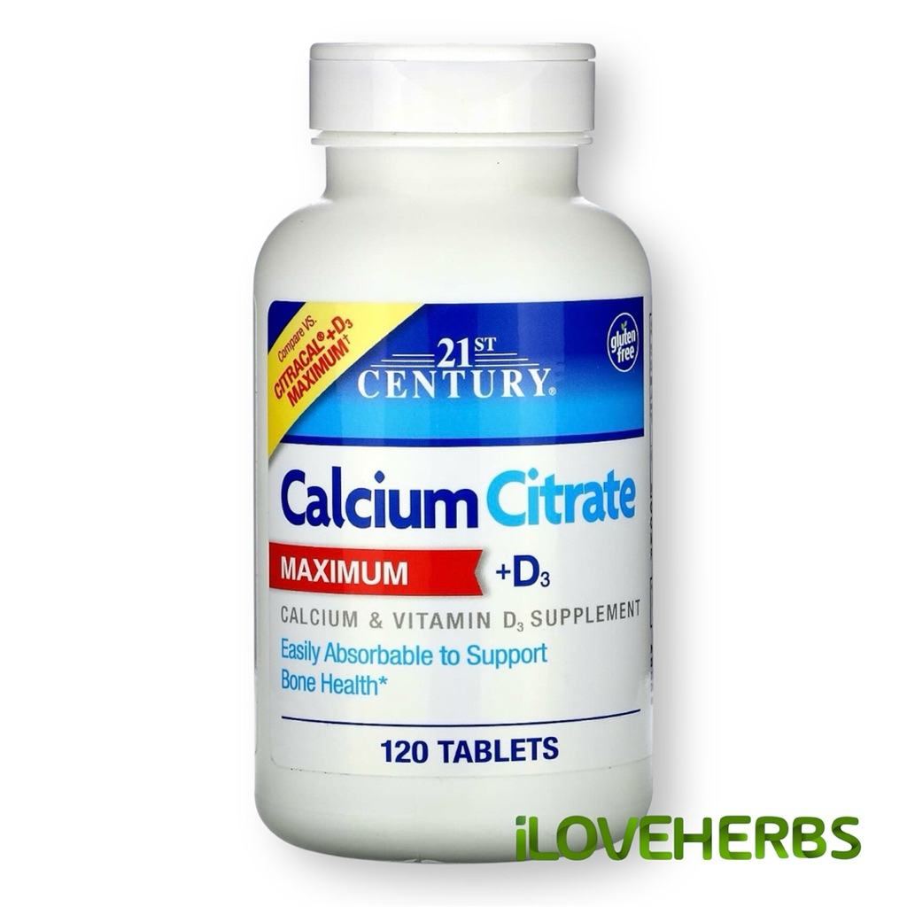 21st Century, Calcium Citrate Maximum + D3, 120 Tablets | Shopee ...