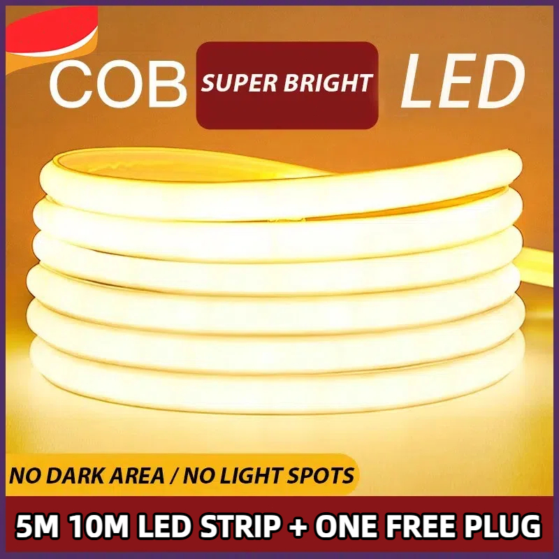 Neon Led Strip Light 220V 5M/10M COB Strip Warm/Natural/Cold white IP67 ...