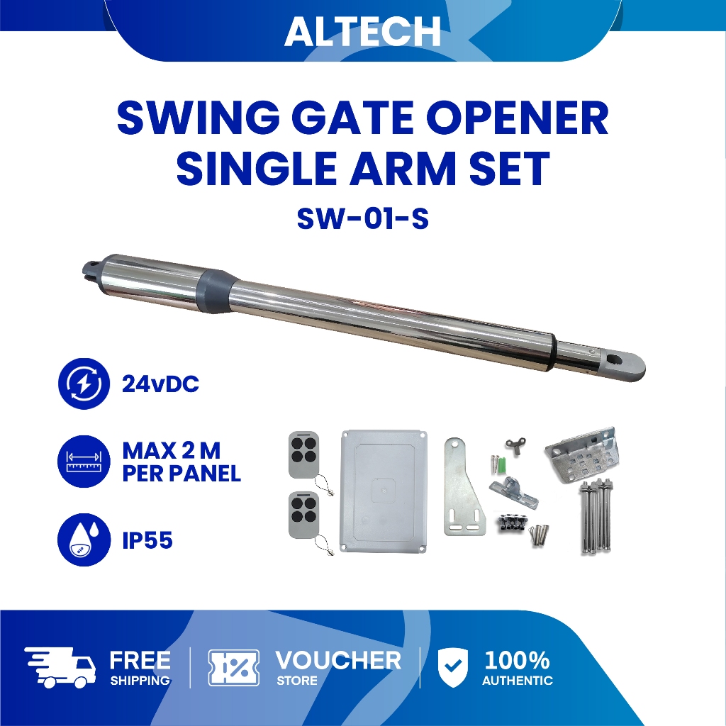 ALTECH 250KG Automatic Single Panel Swing Gate Opener Remote Control SW ...