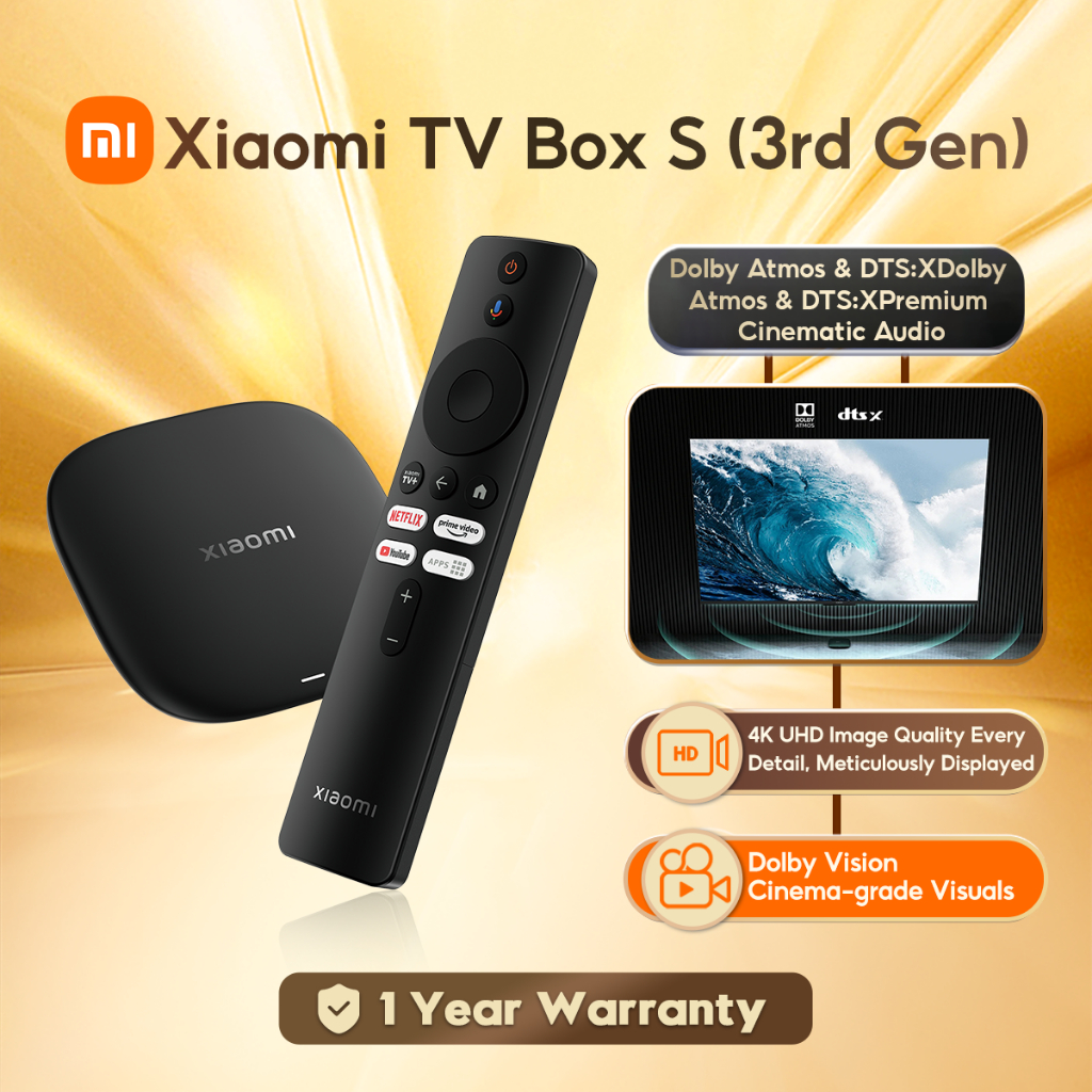 Xiaomi TV Box S (3rd Gen) 4K UHD image quality Dolby Vision Atmos & DTS:XPremium cinematic aud ...